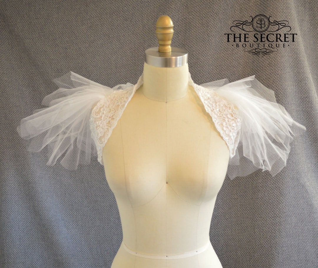 Bridal Capelet/wedding Shrug/tulle Neck Piece/angel Shrug/tulle Shrug ...