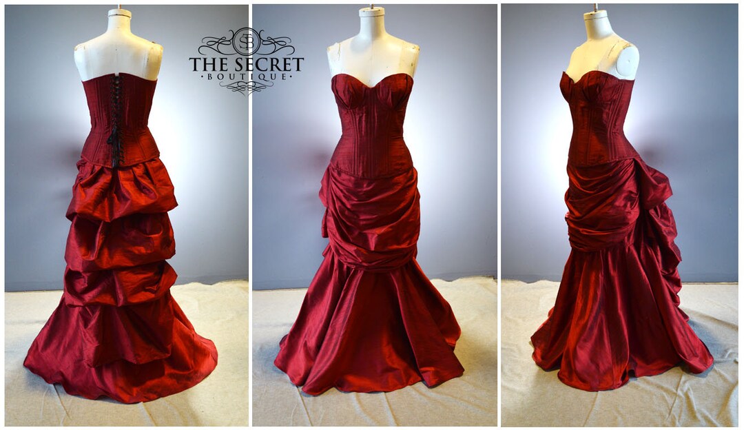 Gothic Wedding Gown/red Bustle Gown/valentines Day/alternative Wedding ...