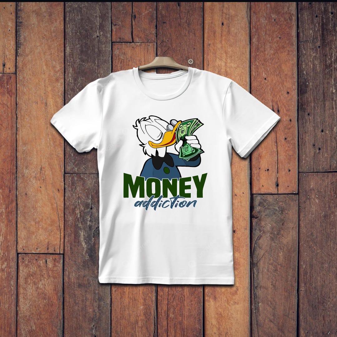Money Addiction Daffy Duck Streetwear T-shirt | Retro Cartoon Graphic ...