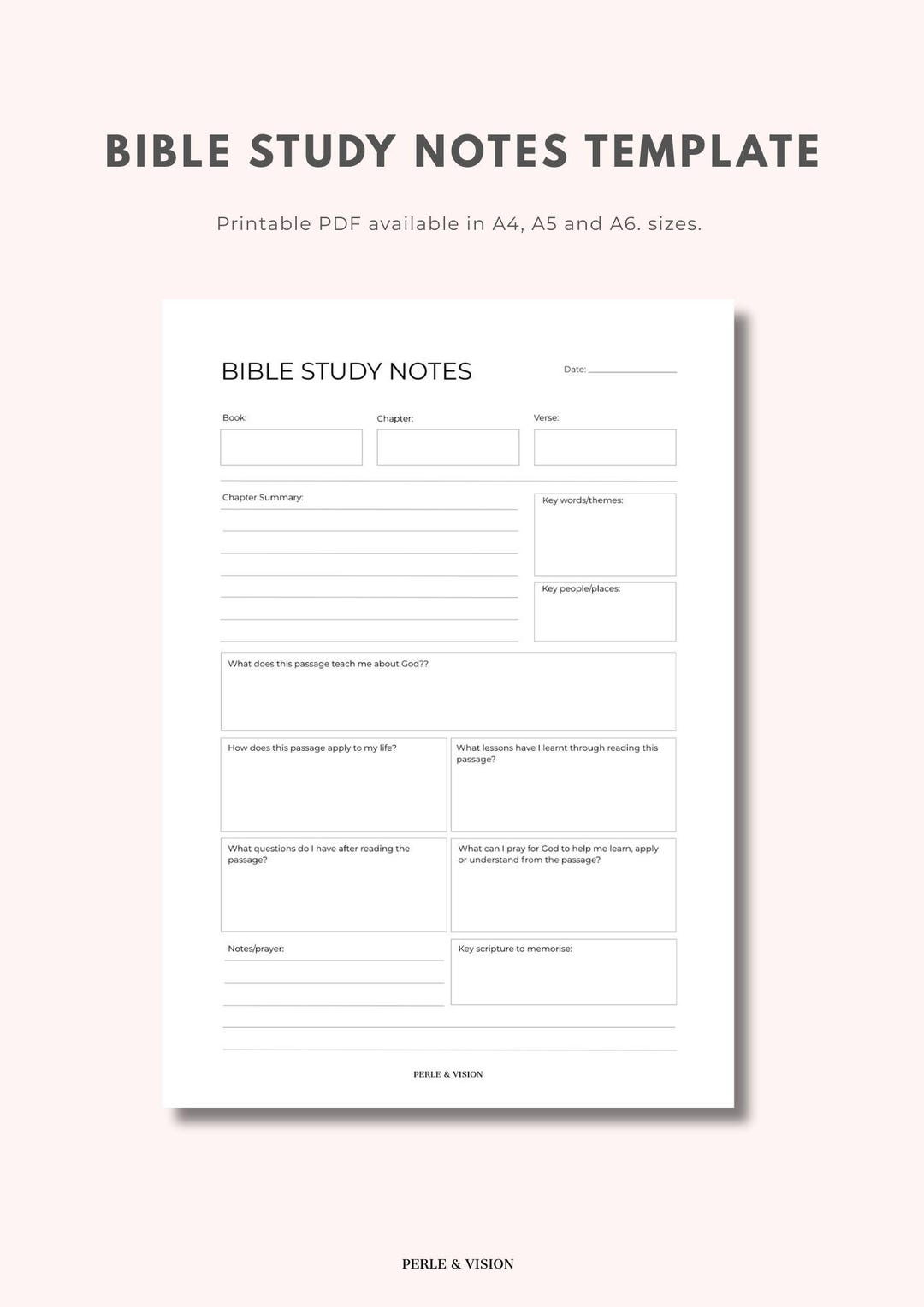 Printable Bible Study Notes Template | Scripture Reflection, Faith ...