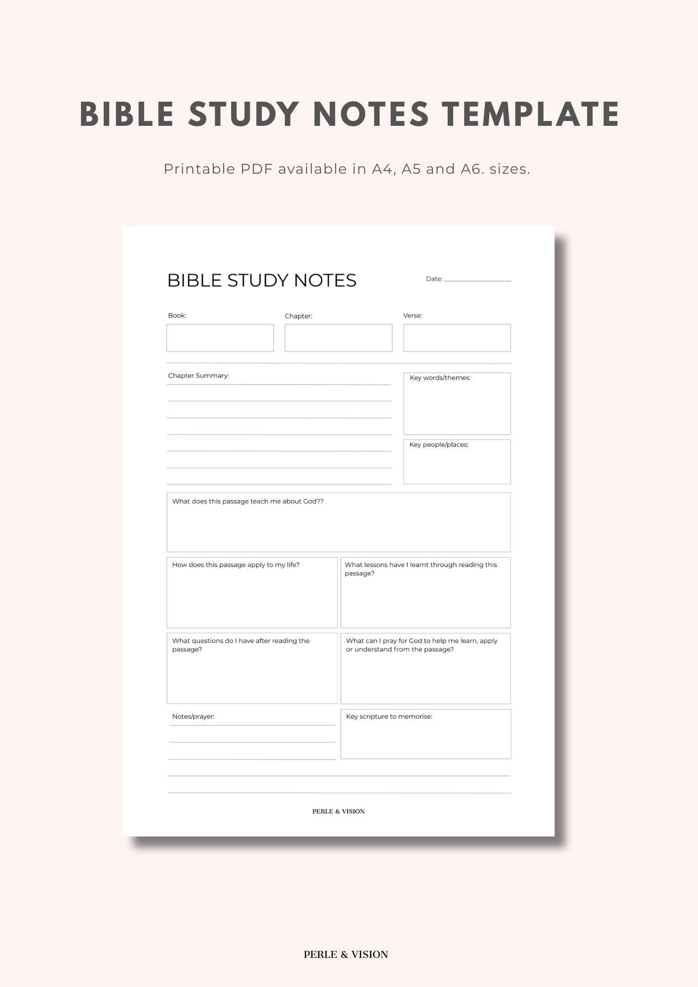 Printable Bible Study Notes Template | Scripture Reflection, Faith ...