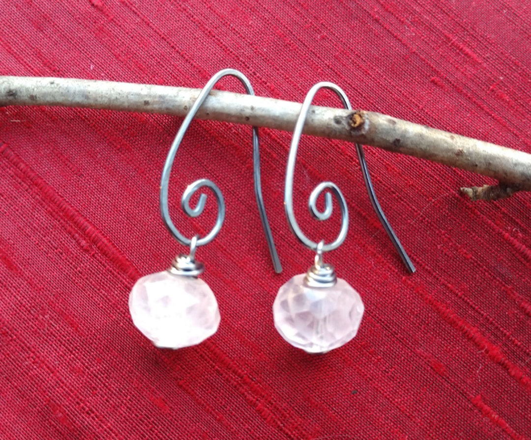 Rose Quartz Earring on Sterling Silver Ear Wires - Etsy