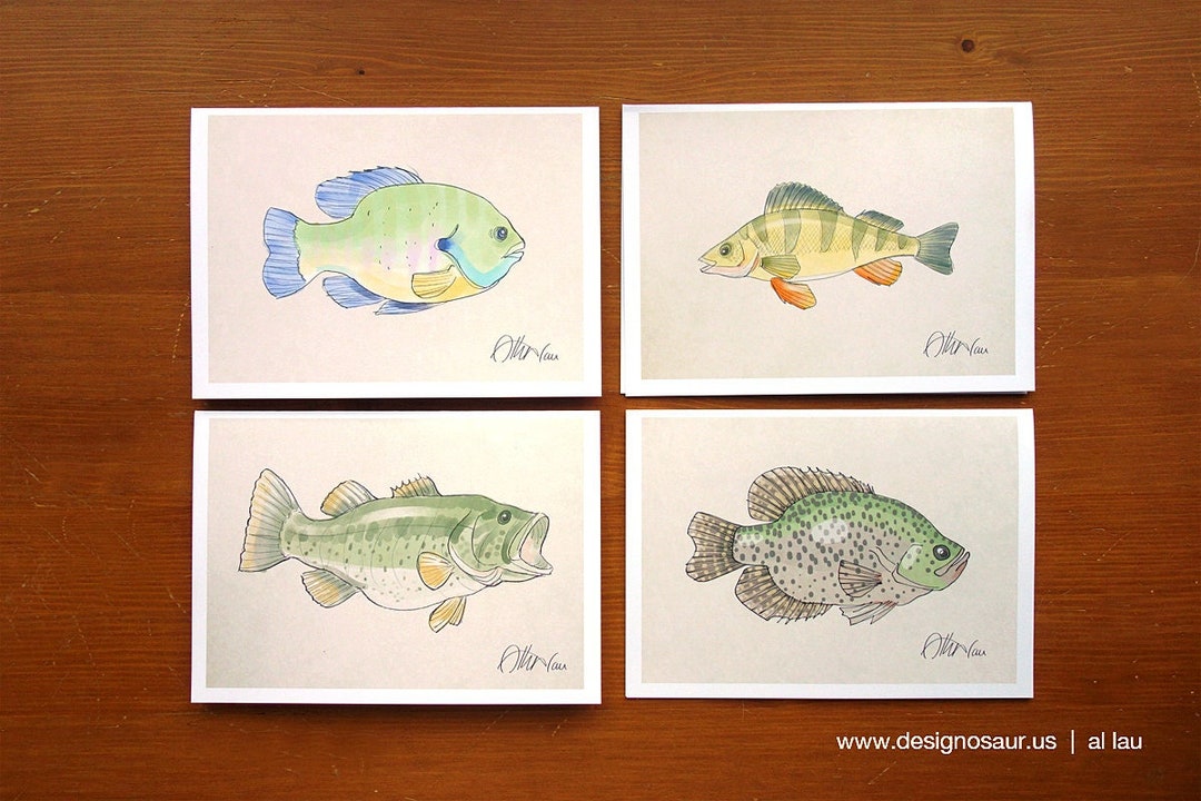 Freshwater Fish Greeting Cards - Set of 4 (5 X 7) - Etsy