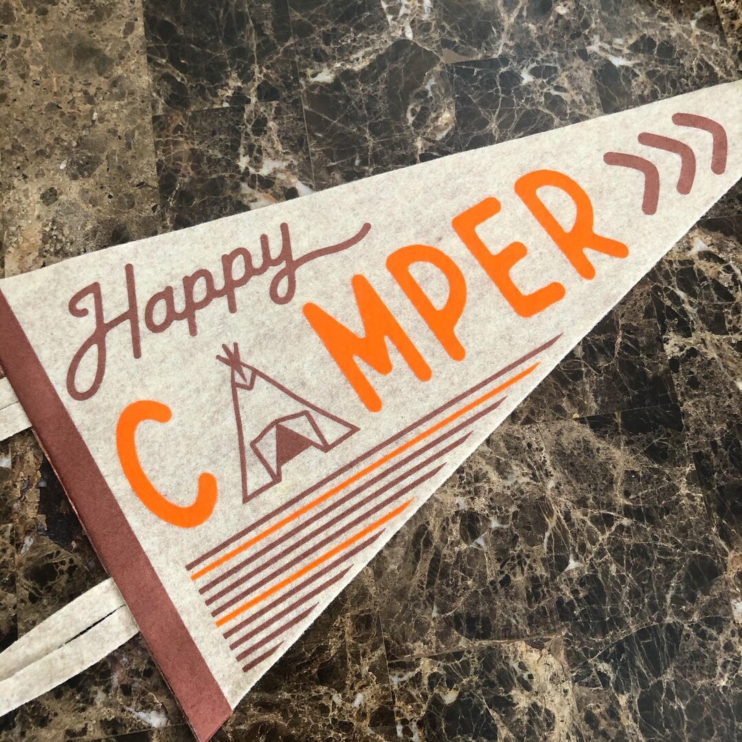Happy Camper Stripe Pennant - Etsy