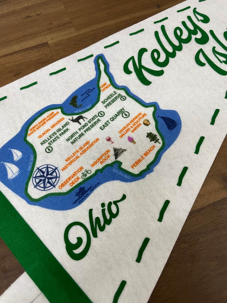Kelleys Island Map Pennant - Etsy