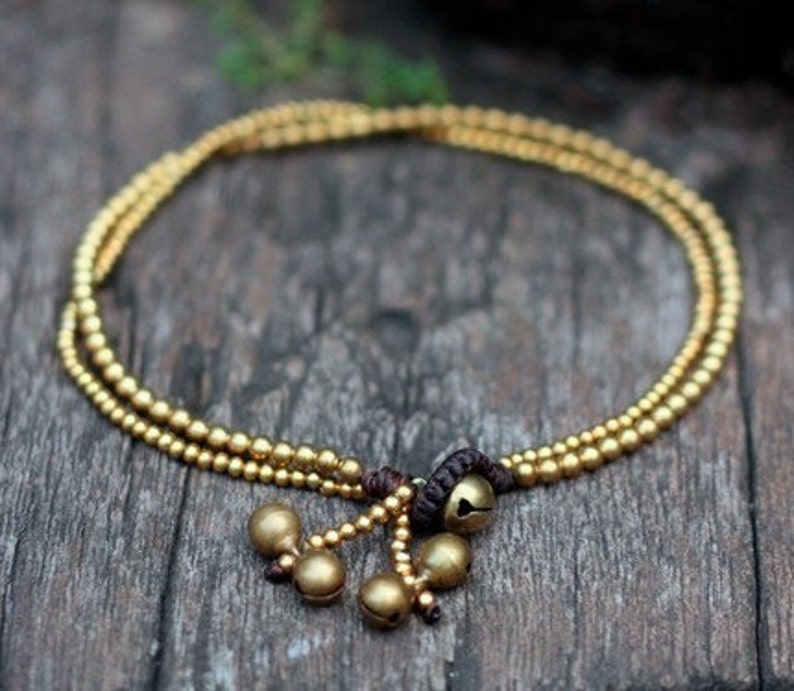 Double Brass Chains Anklet, Simple Brass Bracelet, for Her - Etsy