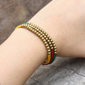 Triple Brass Beaded Reggae Adjustable Bracelet, Reggae Bracelet, for ...