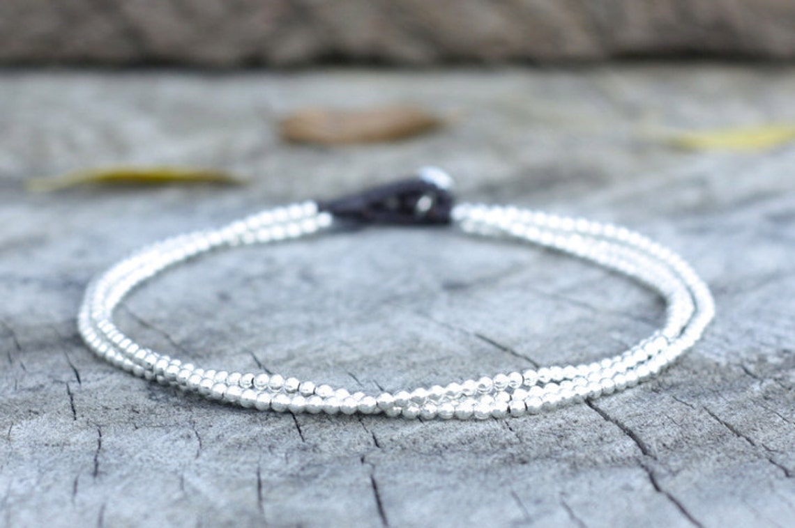 Triple Silver Chains Unisex Bracelet, Simple Silver Ankle Bracelet - Etsy