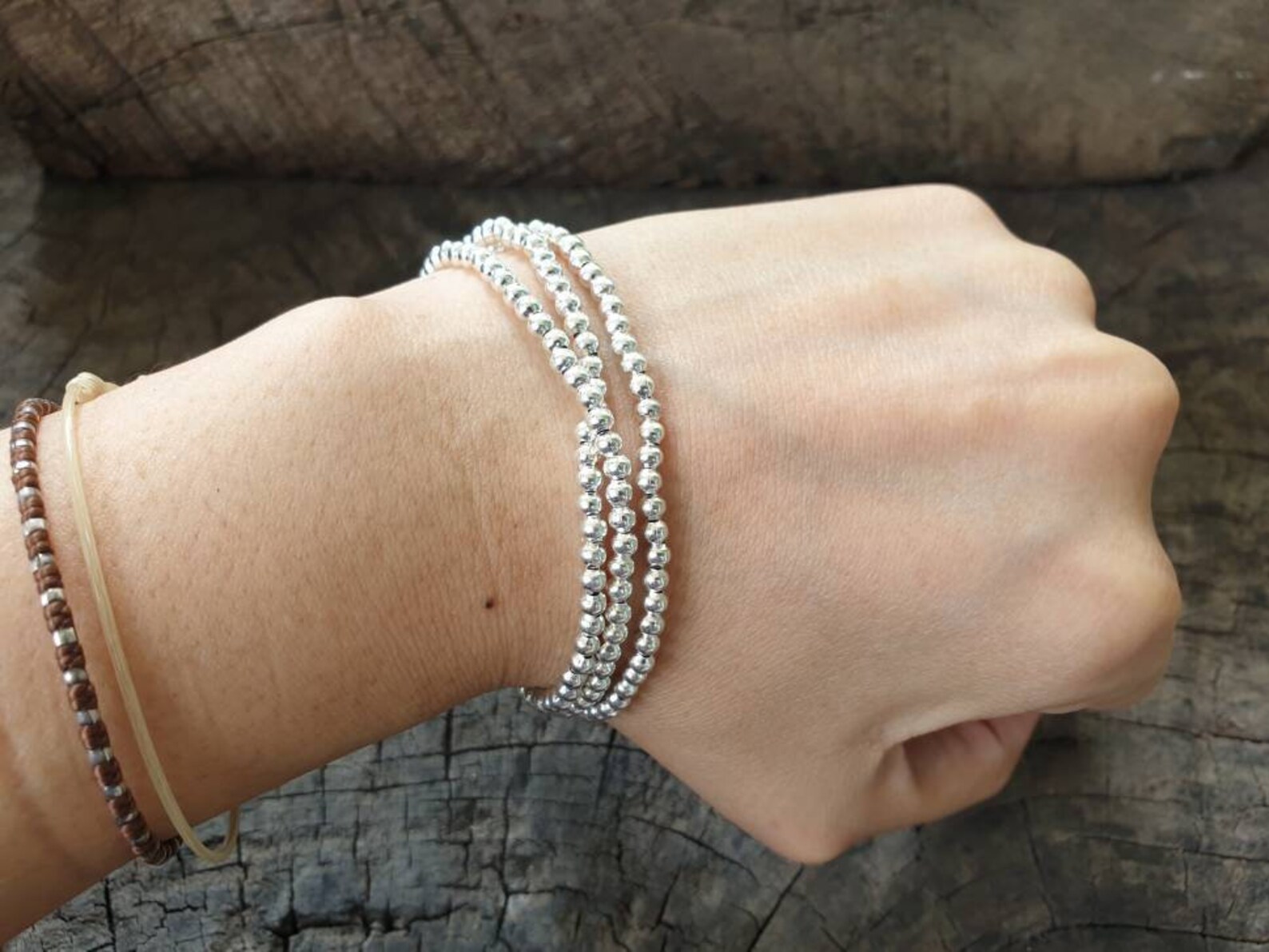 Triple Silver Chains Bracelet, Women Bracelet, Simple Bracelet - Etsy