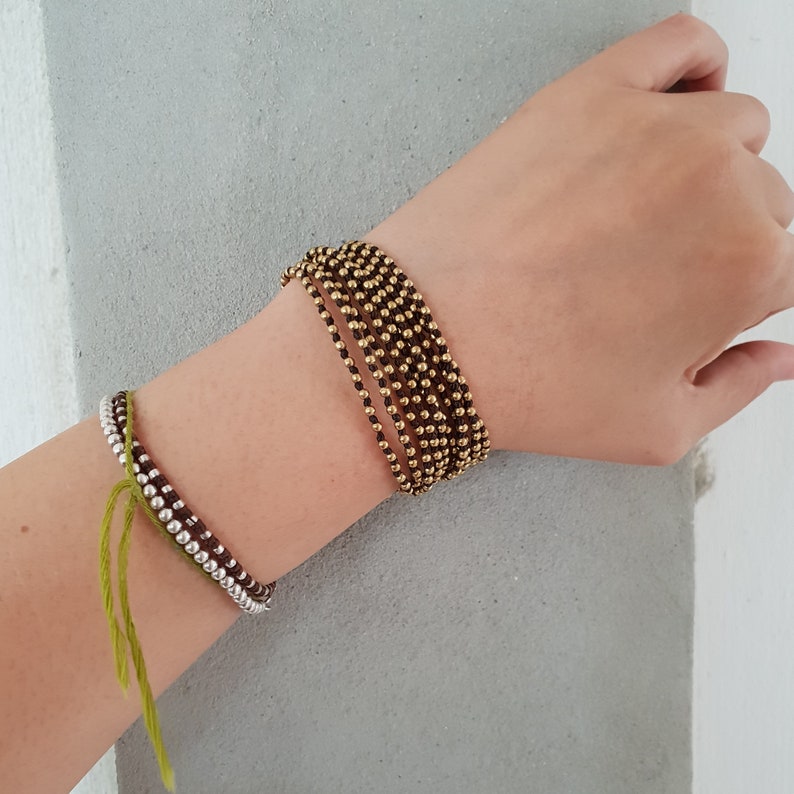 Multistrand Hippie Hand Knotted Brass Bead Bracelet - Etsy