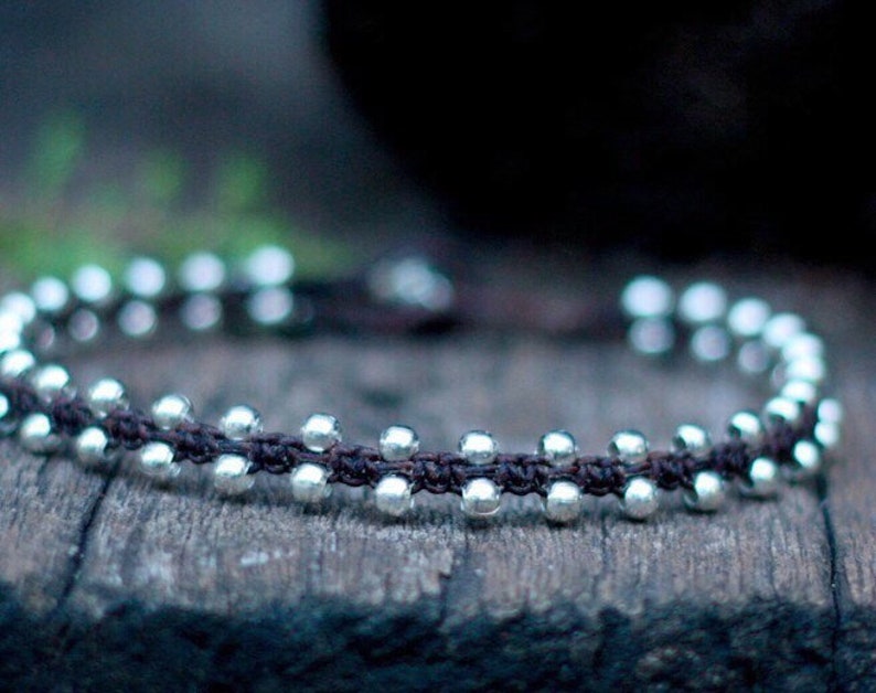 Simple Silver Beaded Unisex Bracelet Mens Bracelet for Him | Etsy