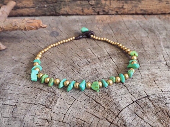 Chip Stone Brass Chain Anklet/ Bracelet Chic Anklet Women | Etsy