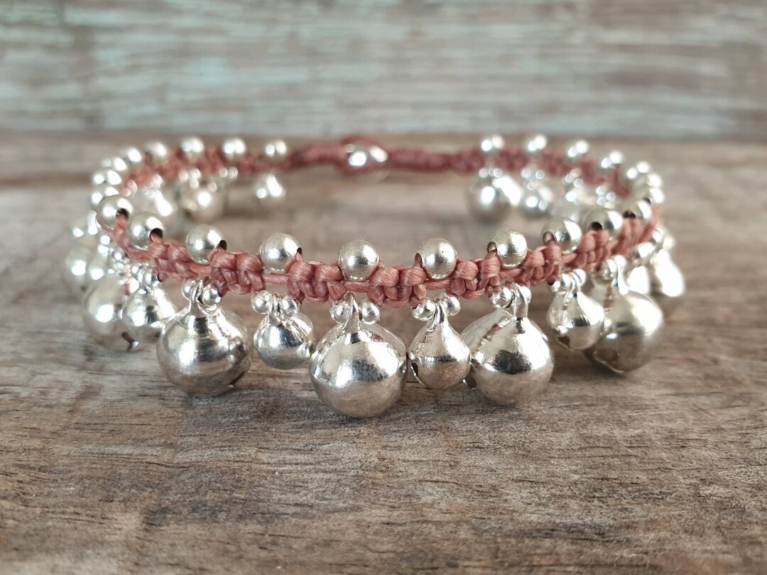 Jingling Silver Bell Bracelet, Hippie Bracelet, Colorful Bracelet ...