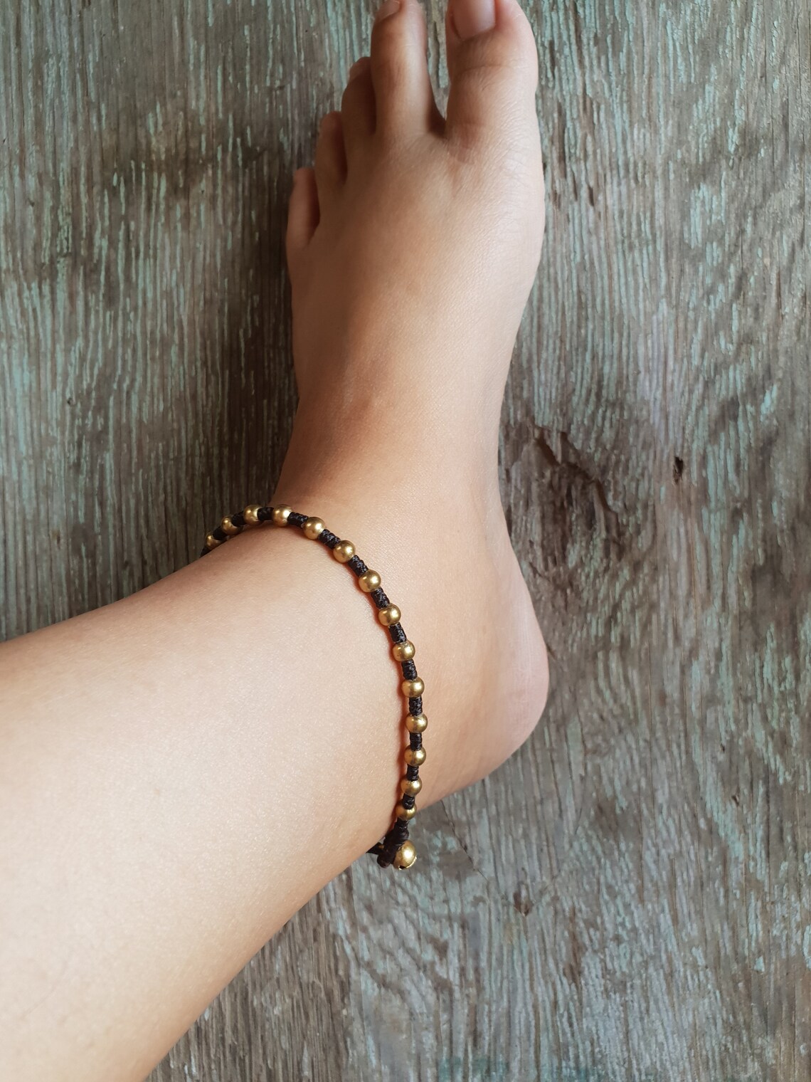 Single Brass Beaded Unisex Anklet/ Bracelet - Etsy