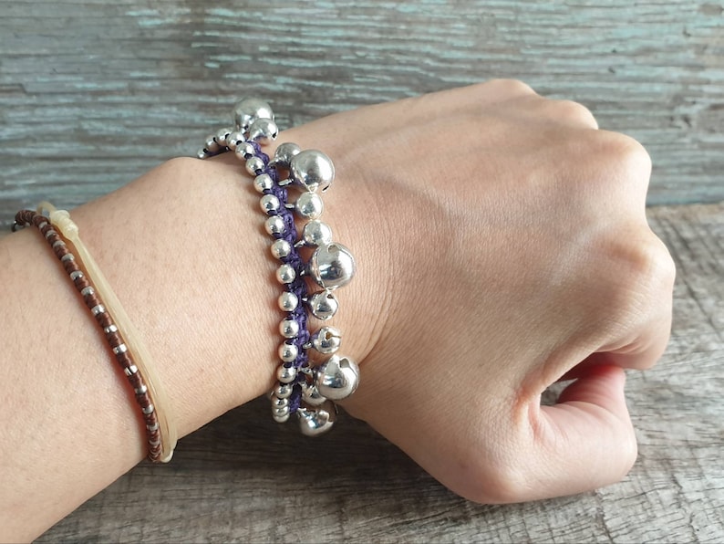 Sun Flower Silver Bells Bracelet Boho Wedding Women Bracelet | Etsy