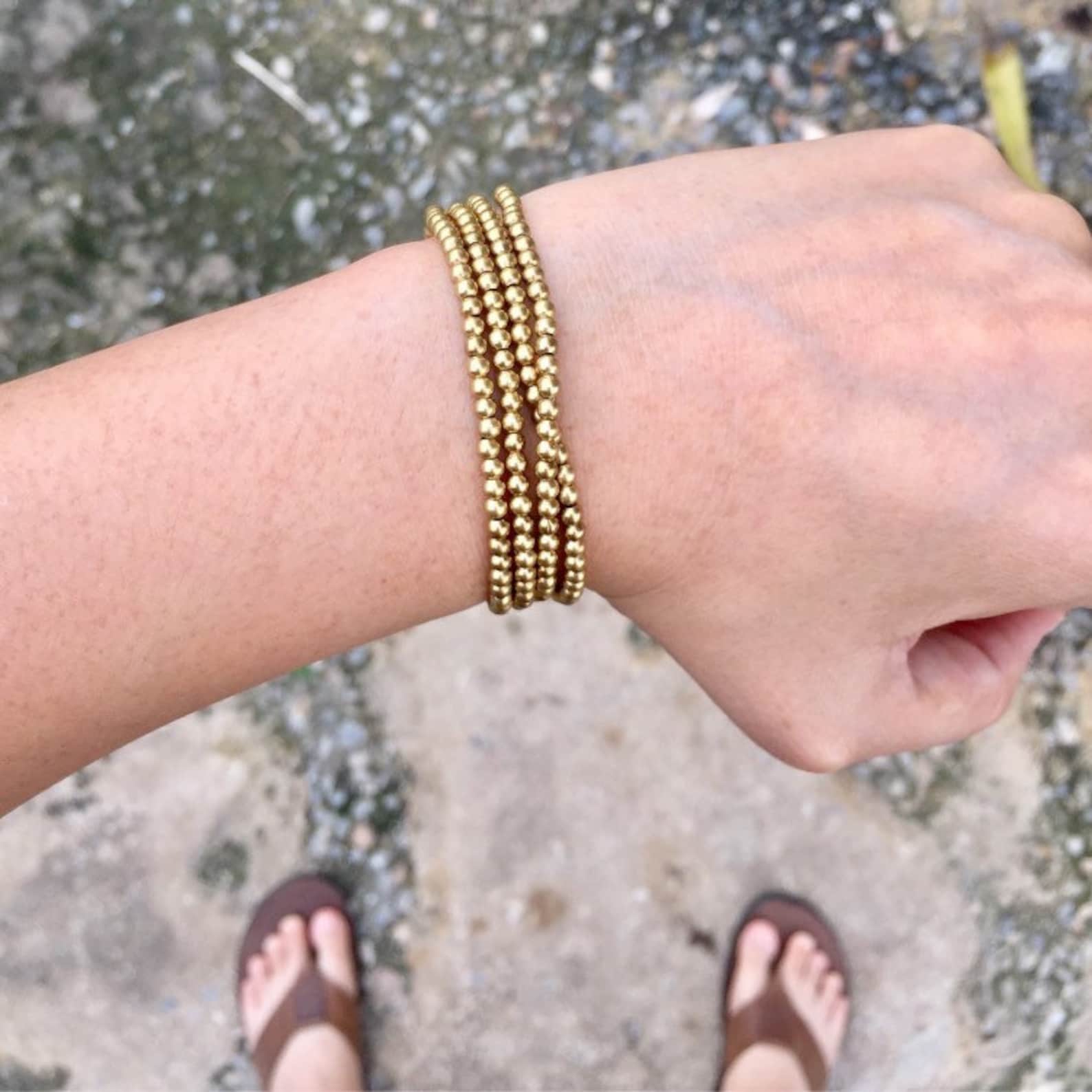 Long Brass Or Silver Beaded Chain Wrap Bracelet/ Necklace | Etsy