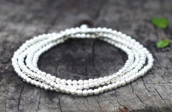 Long Brass or Silver Beaded Chain Wrap Bracelet/ Necklace | Etsy