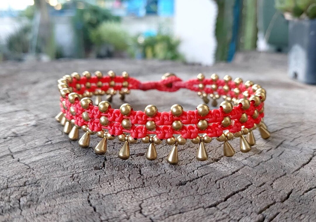 Hippie Brass Water Drop Dangle Women Anklet, Water Drop Brass Bracelet ...