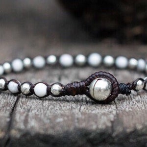 One Line Beaded Silver Bracelet, Simple Beaded Bracelet, Women Bracelet ...