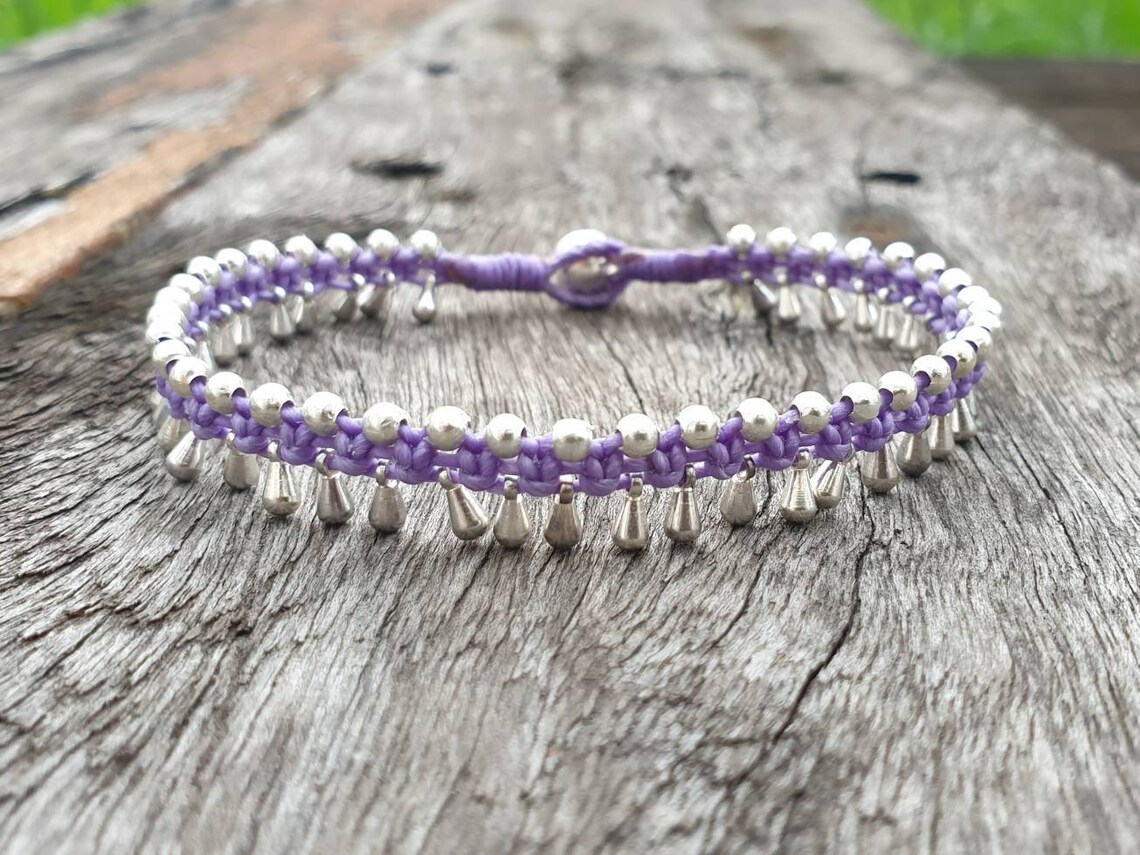 Water Drop Silver Beaded Bracelet, Teardrop Bracelet, Women Anklet ...