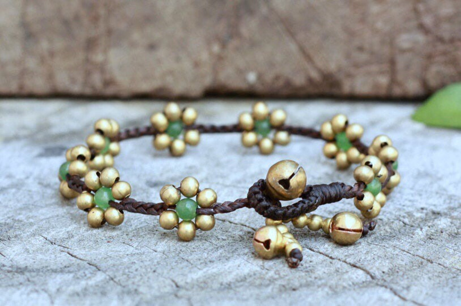 Beaded Flower Braided Brass Anklet Sweet Bracelet Braid - Etsy