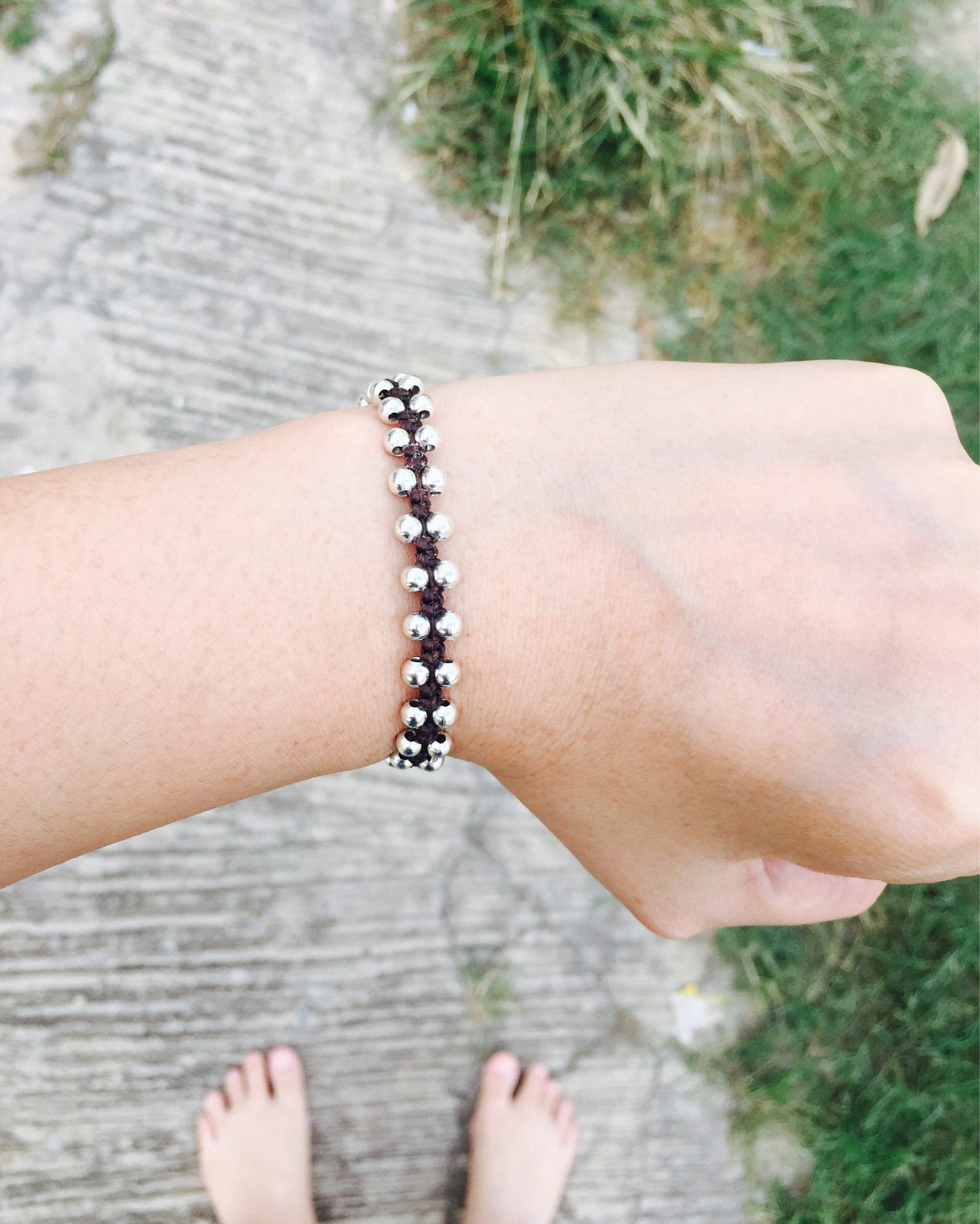 Simple Silver Beaded Unisex Bracelet, Mens Bracelet, for Him, Silver ...