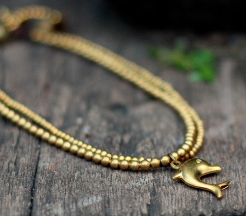 Dolphin Brass Chains Women Bracelet Anklet, for Her, for Kids, Gifts ...