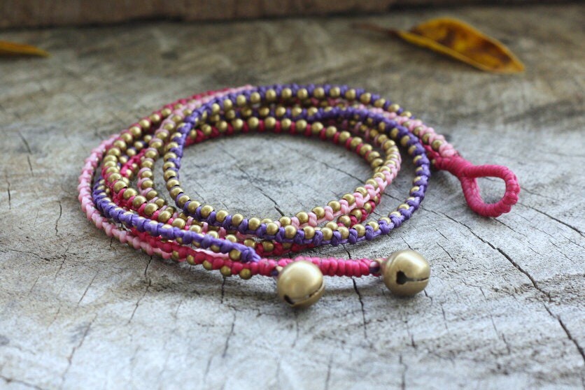 Raspberry Brass or Silver Hip Wrap Bracelet, Women Choker Necklace, for ...