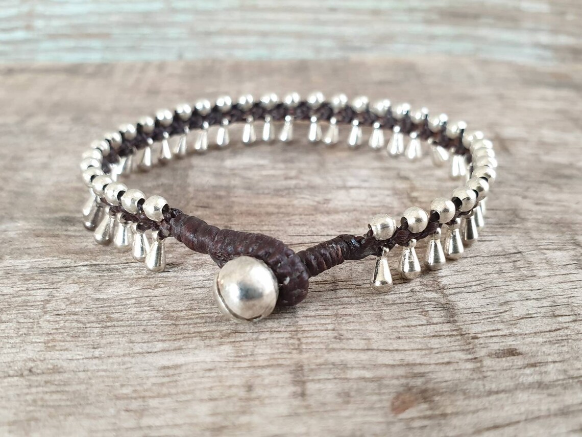 Water Drop Silver Beaded Bracelet, Teardrop Bracelet, Women Anklet ...