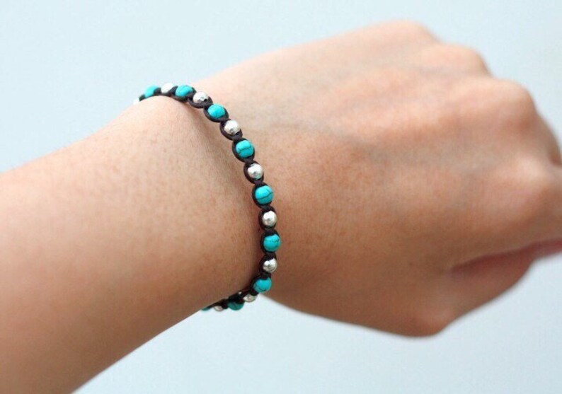 One Line Beaded Silver Bracelet Simple Beaded Bracelet Women - Etsy