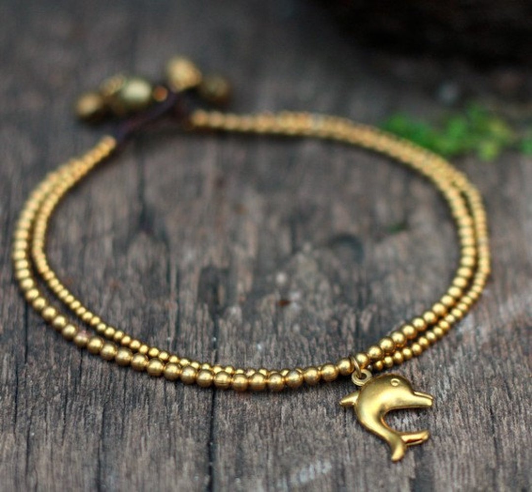 Dolphin Brass Chains Women Bracelet Anklet, for Her, for Kids, Gifts ...