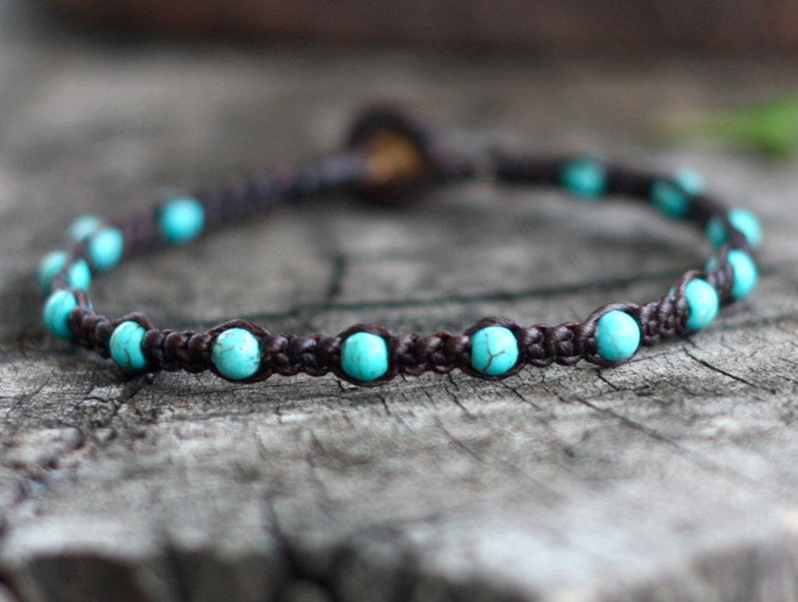 Single Turquoise Beaded Bracelet, Simple Turquoise Anklet, Mens ...