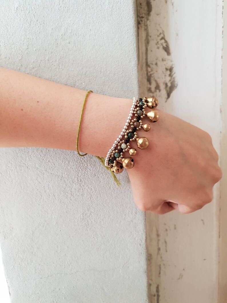 Fancy Jasper Indian Agate Beaded Brass Anklet Women Bracelet | Etsy