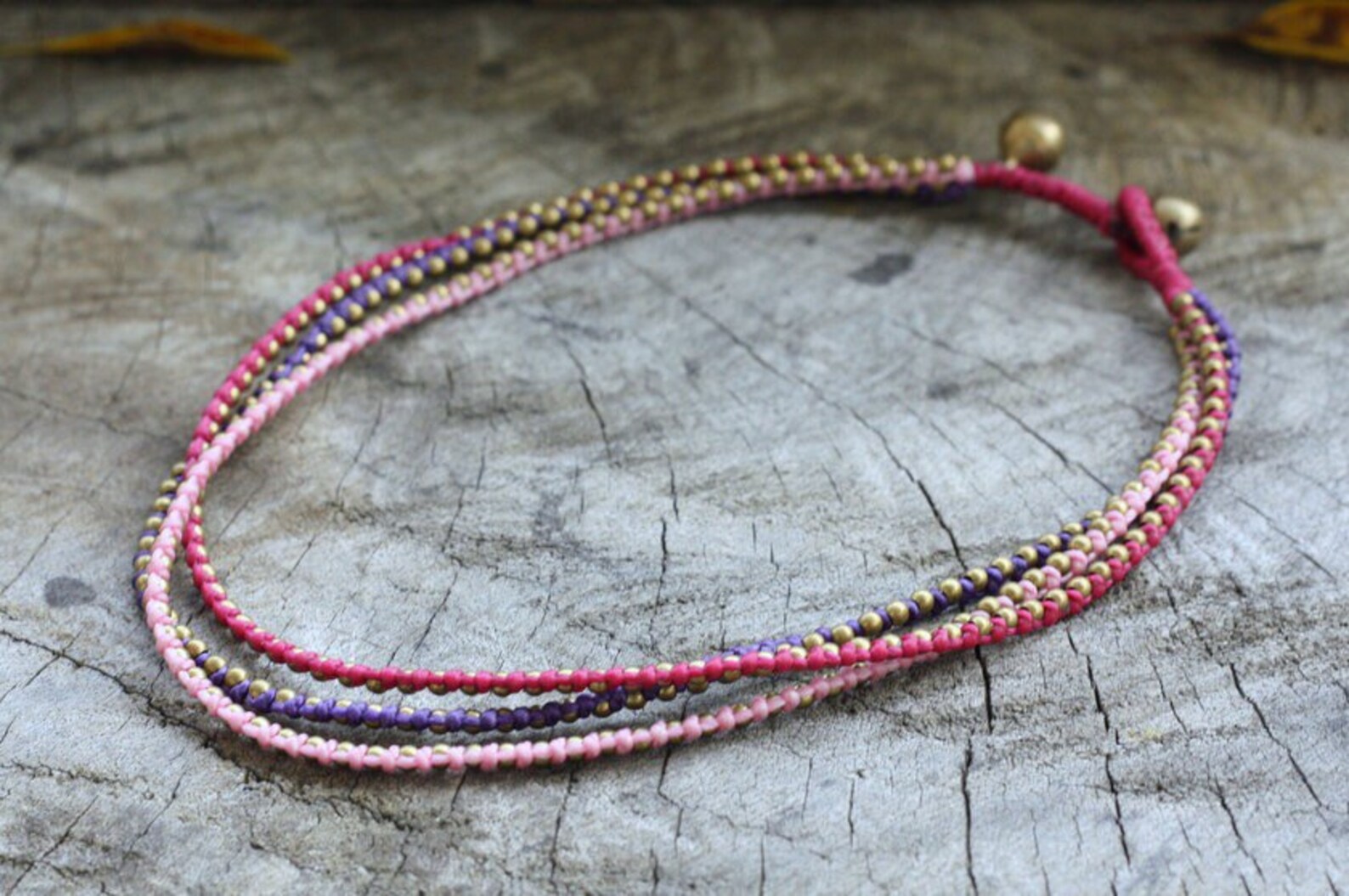 Raspberry Brass or Silver Hip Wrap Bracelet, Women Choker Necklace, for ...