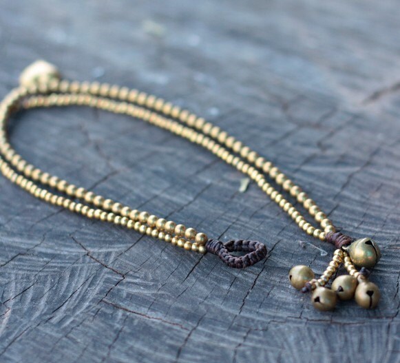 Double Brass Chains Anklet/ Bracelet with Charm | Etsy