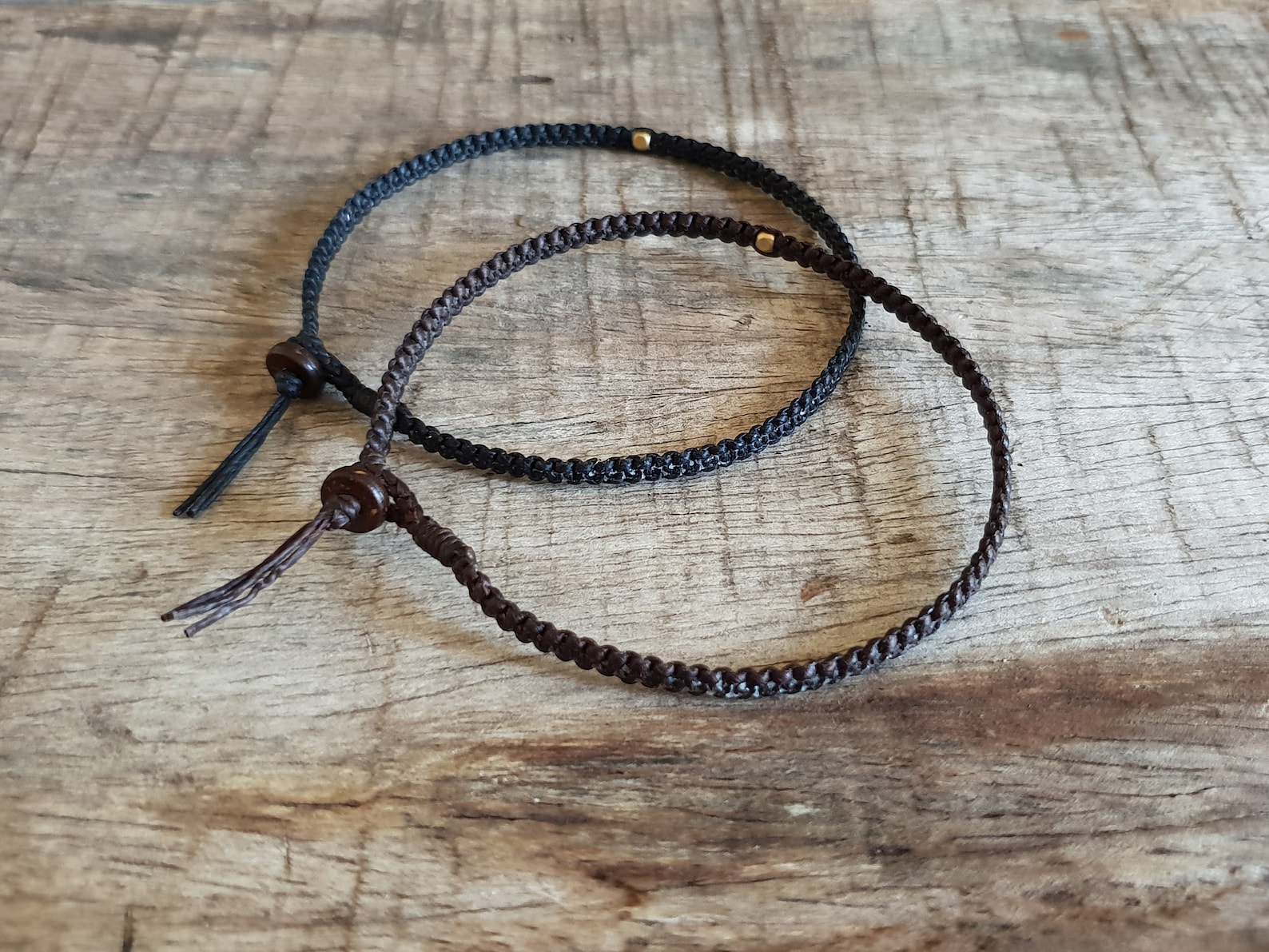 Set of 2 Waxed Cord Couple Unisex Anklet, Lover Bracelets, Lover ...