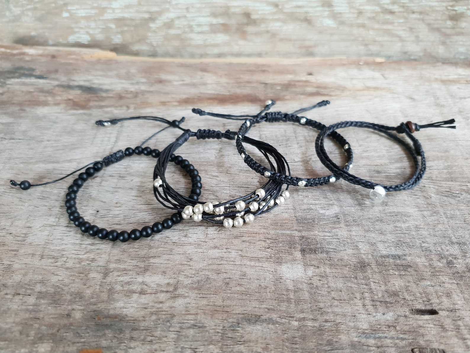 Set of 4 Black Silver Bracelets Hippie Women Bracelet Gifts - Etsy