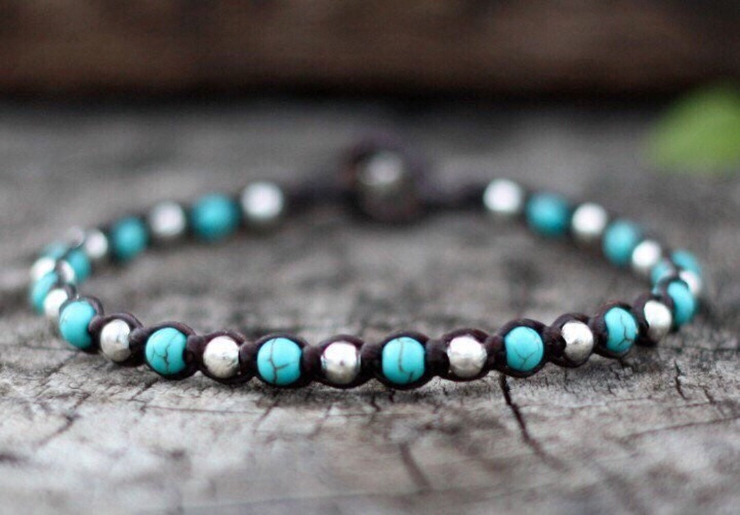 One Line Beaded Silver Bracelet, Simple Beaded Bracelet, Women Bracelet ...