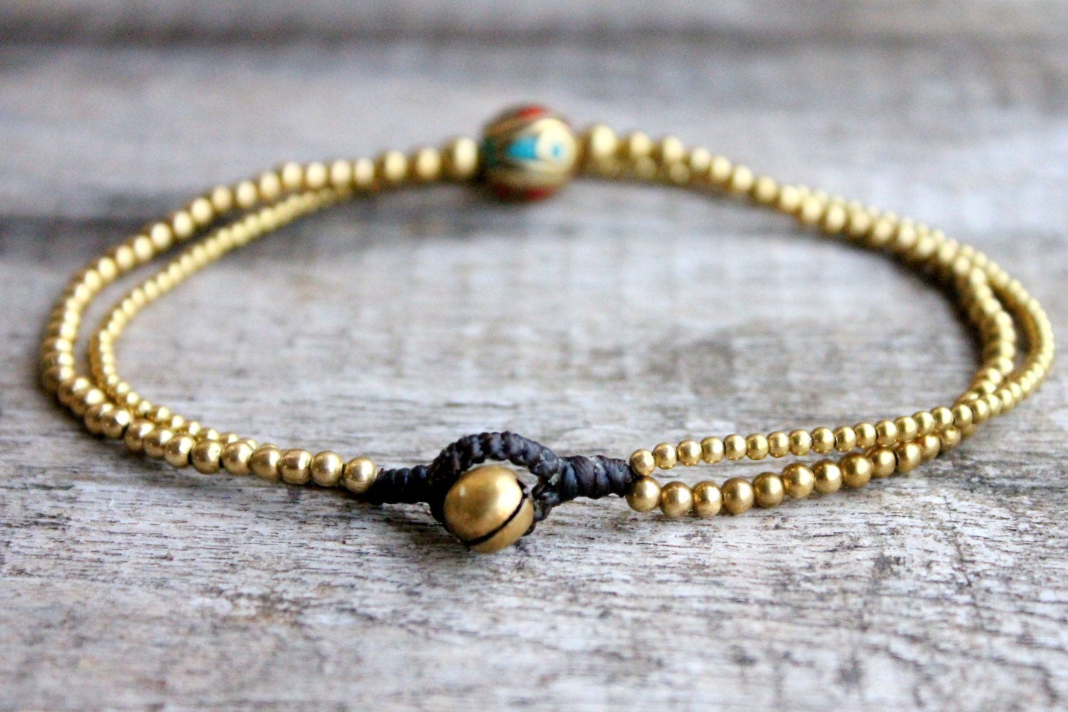 Brass Chains Nepal Tibetan Stone Anklet/ Bracelet | Etsy