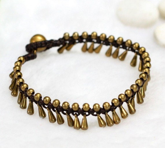 Water Drop Brass Beaded Bracelet Teardrop Bracelet Women - Etsy