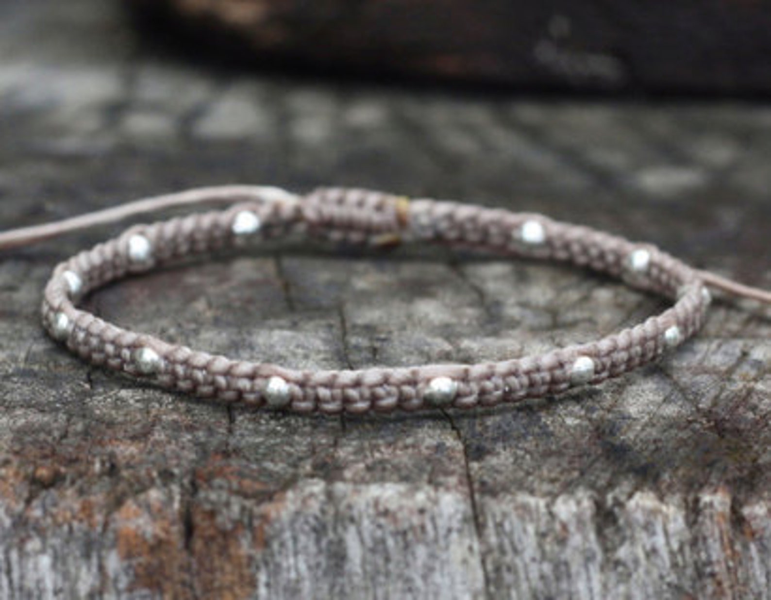 Hippie Silver Mud Brown Adjustable Bracelet/ Anklet Simple - Etsy