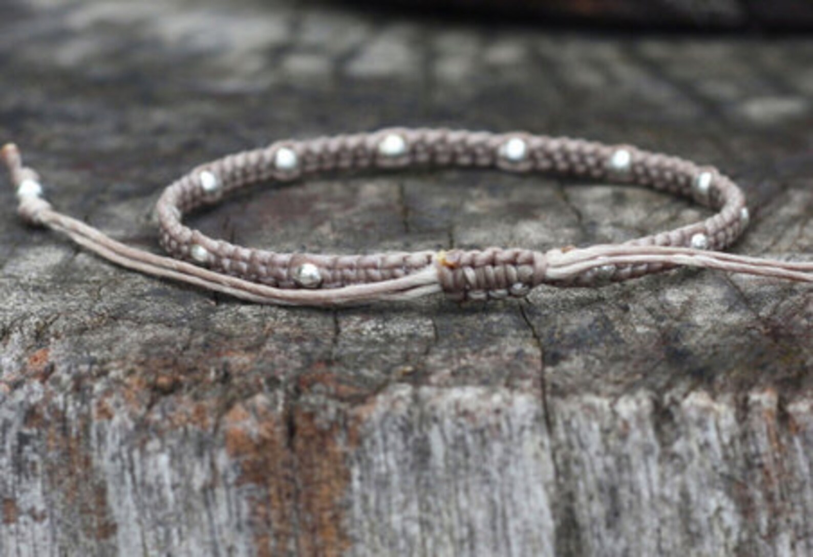 Hippie Silver Mud Brown Adjustable Bracelet/ Anklet Simple - Etsy