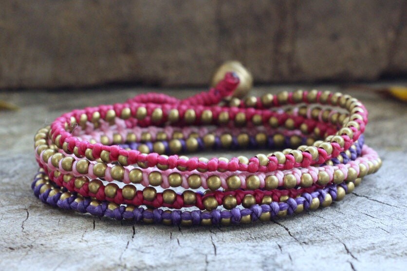 Raspberry Brass or Silver Hip Wrap Bracelet, Women Choker Necklace, for ...