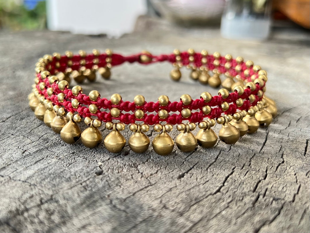 Hippie Brass Bells Dangle Women Anklet or Bracelet, Wedding Women ...