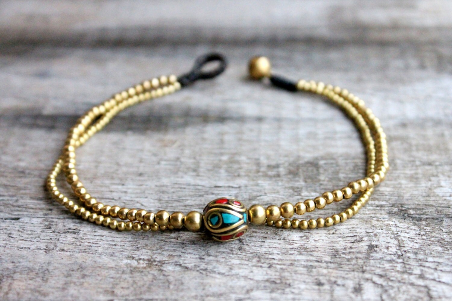 Brass Chains Nepal Tibetan Stone Anklet/ Bracelet | Etsy