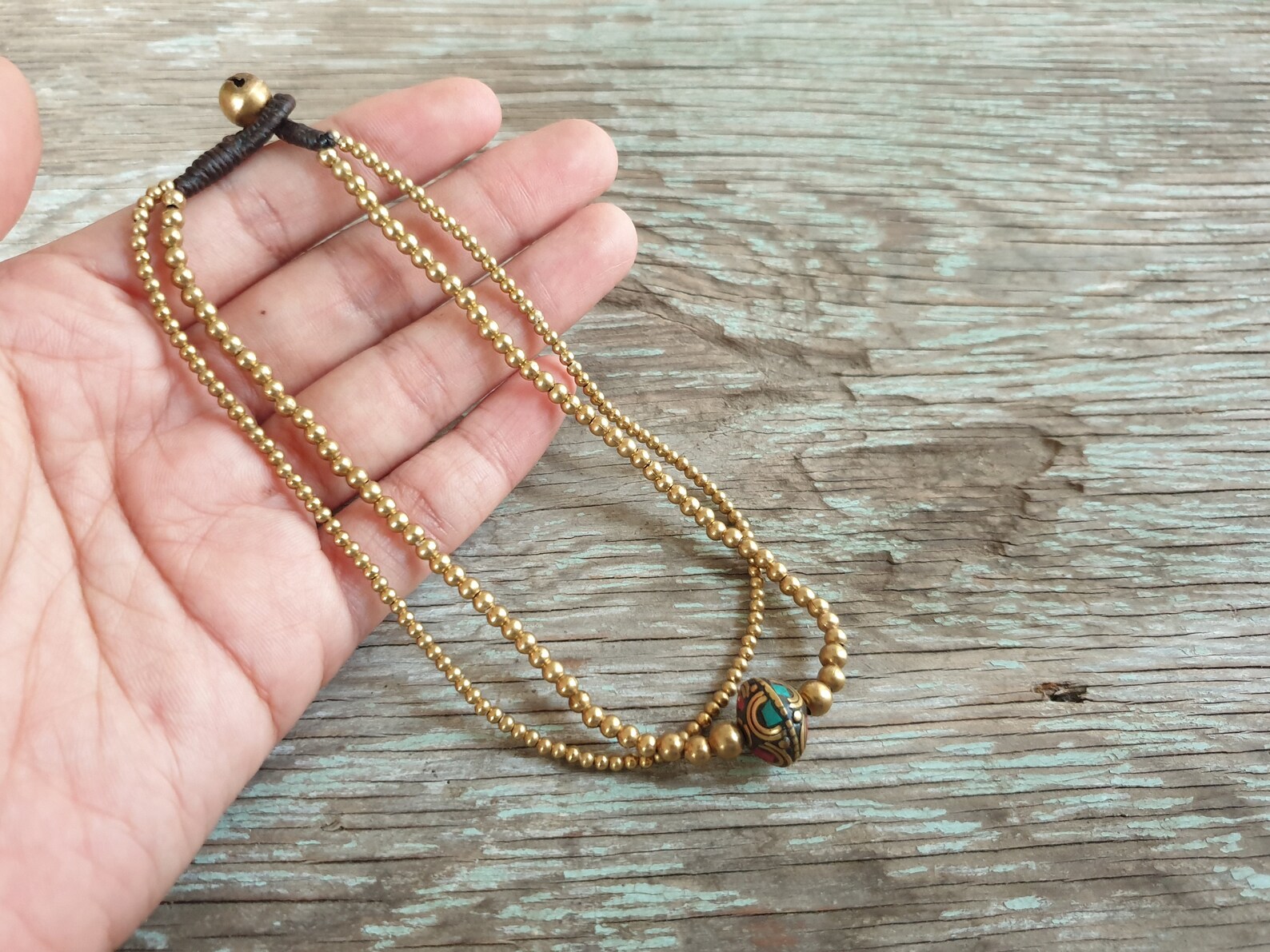 Double Brass Chains Nepal Tibetan Stone Bracelet/ Anklet - Etsy