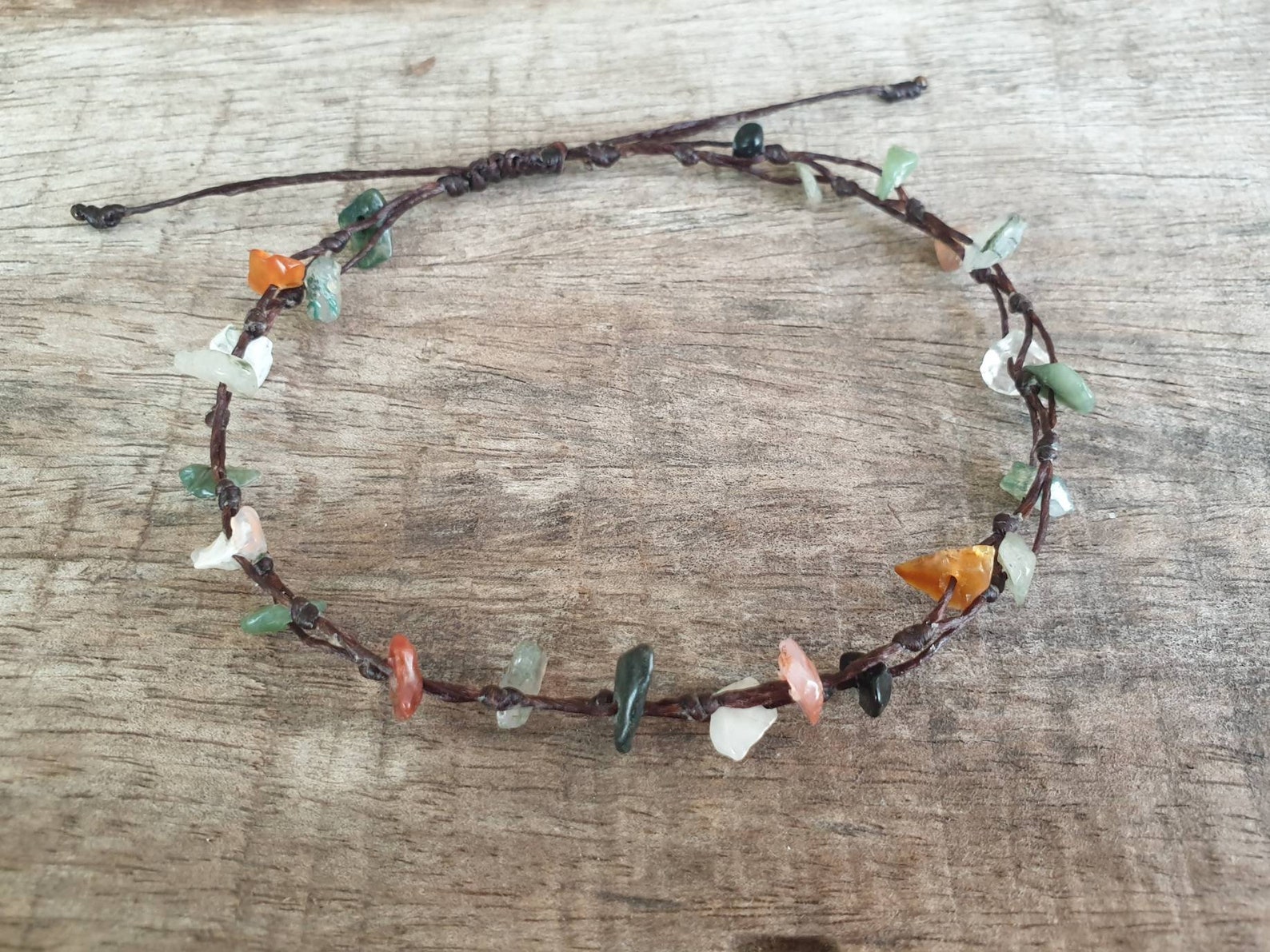 Simple Chips Stone Hand Knotted Adjustable Anklet, Beach Anklet, for ...