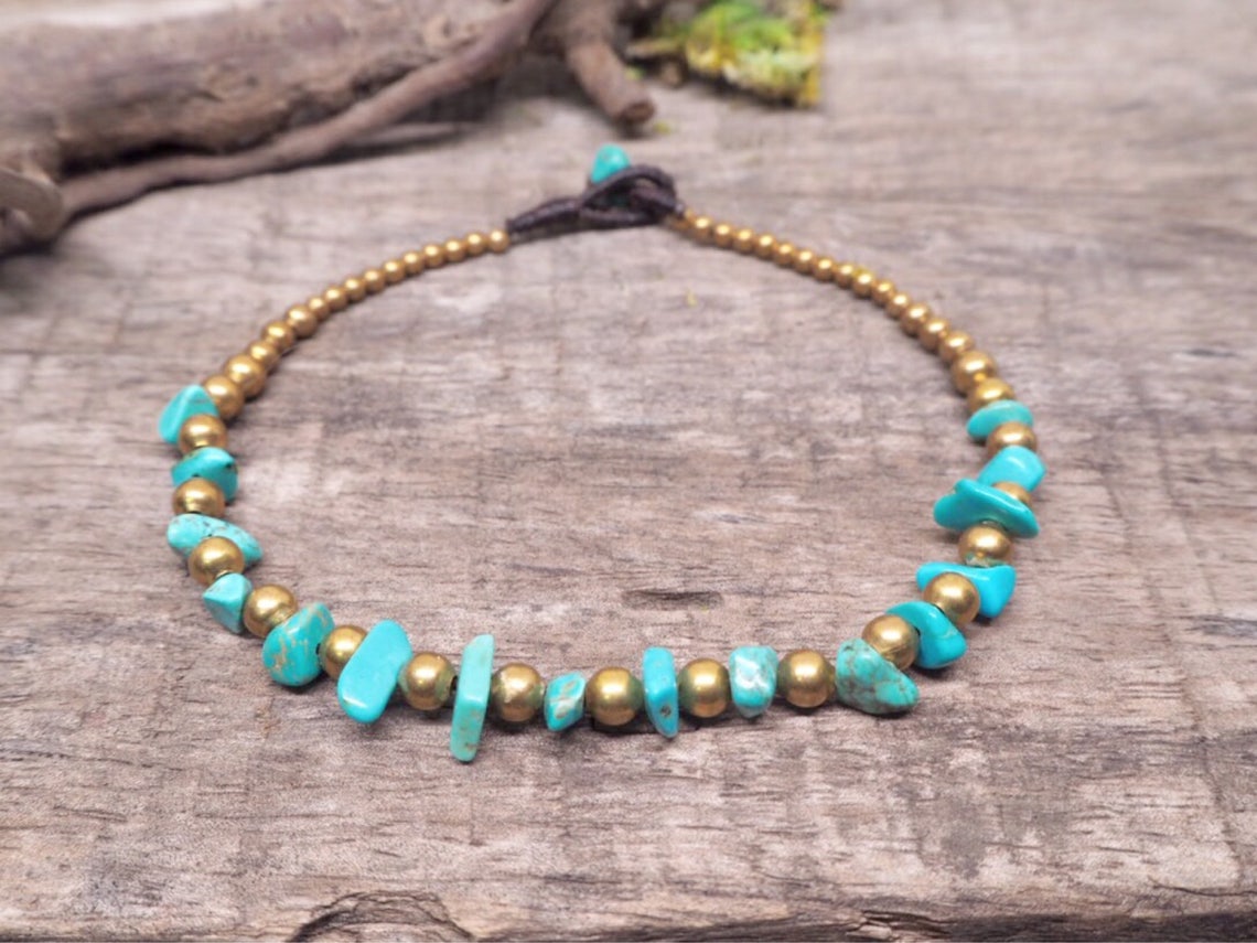 Chip Stone Brass Chain Anklet/ Bracelet, Chic Anklet, Women Chain ...