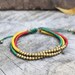 Triple Brass Beaded Reggae Adjustable Bracelet, Reggae Bracelet, for ...