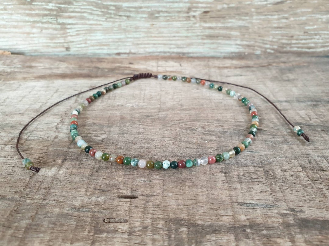 Adjustable Fancy Jasper Indian Agate Beaded Necklace, Fancy Jasper ...